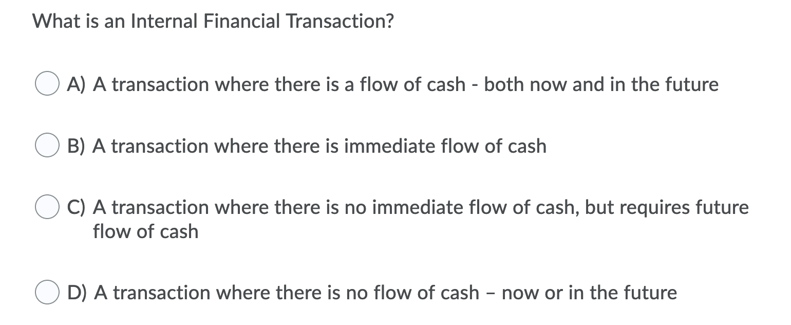 Solved What is an Internal Financial Transaction? O A) A | Chegg.com