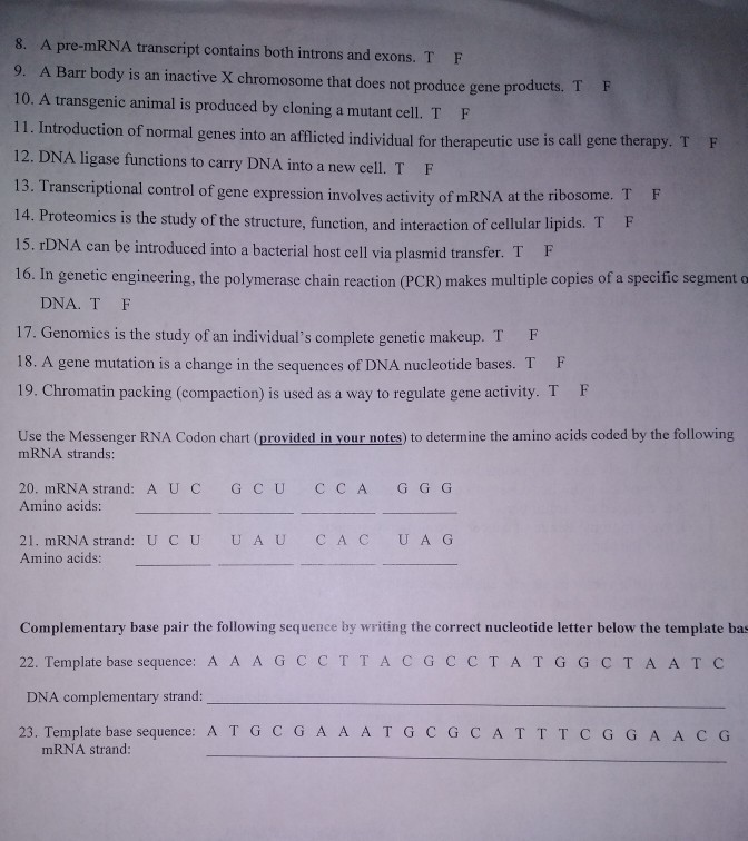 Solved 8. A pre-mRNA transcript contains both introns and | Chegg.com