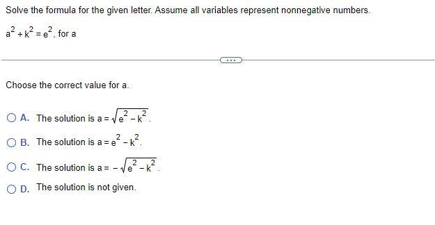 Solved Solve the formula for the given letter. Assume all | Chegg.com