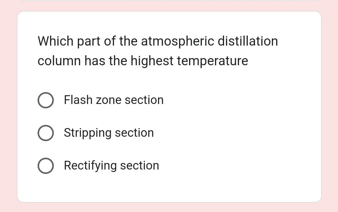 Solved Which part of the atmospheric distillation column has | Chegg.com