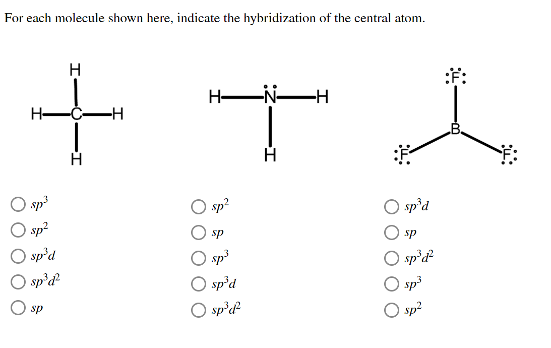 Solved For each molecule shown here, indicate the | Chegg.com