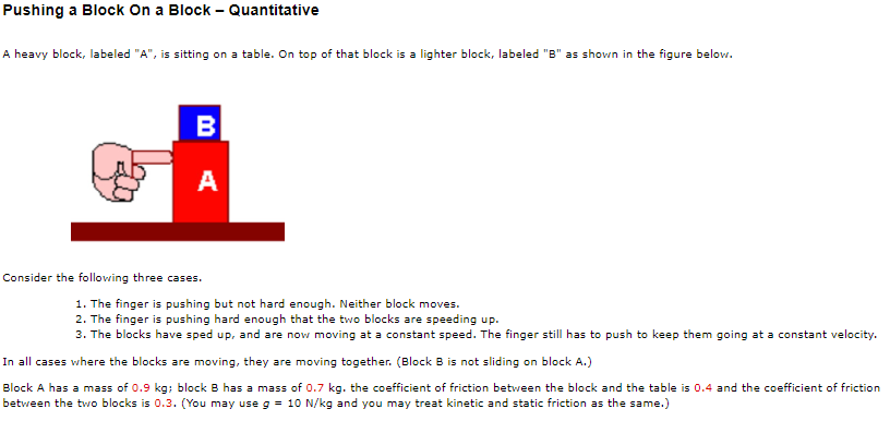 Solved Pushing a Block On a Block - Quantitative A heavy | Chegg.com