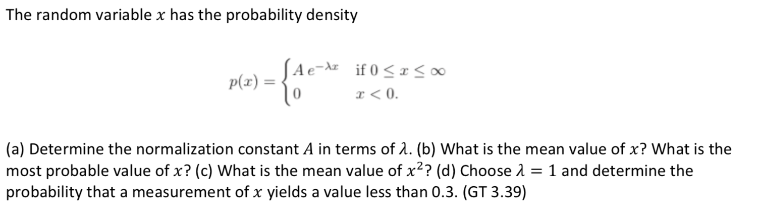 Solved The random variable x has the probability density | Chegg.com
