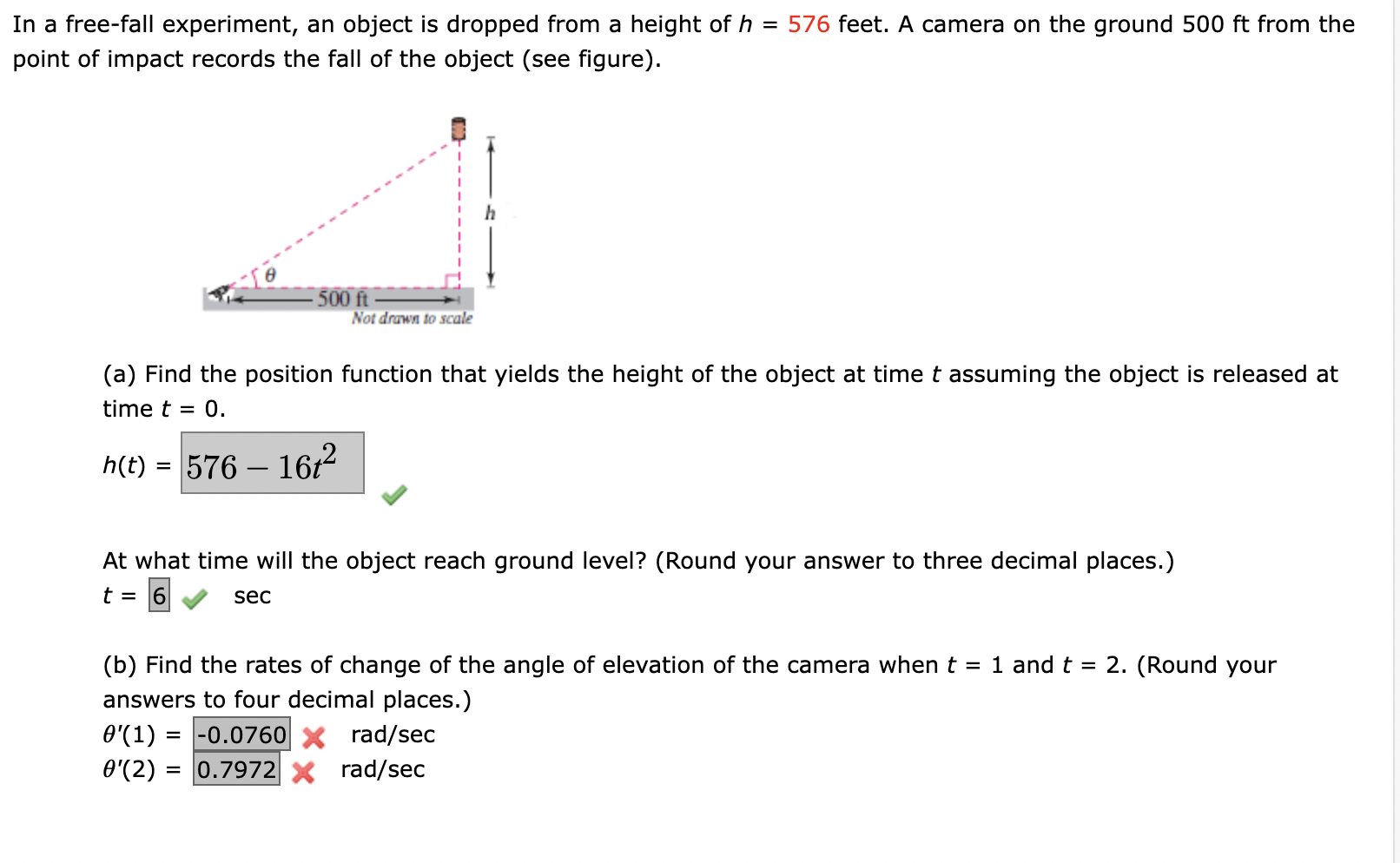 Solved In a free-fall experiment, an object is dropped from | Chegg.com