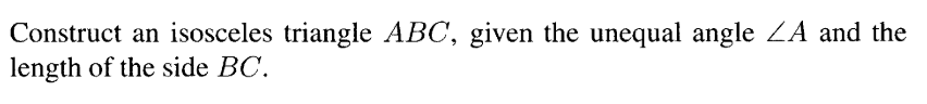 Construct an isosceles triangle ABC, given the | Chegg.com