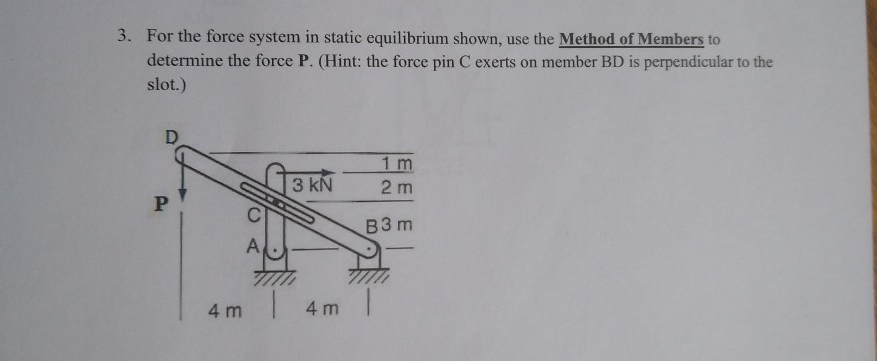 Solved 3. For the force system in static equilibrium shown, | Chegg.com