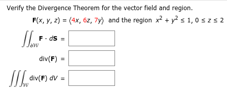 Solved Verify the Divergence Theorem for the vector field | Chegg.com