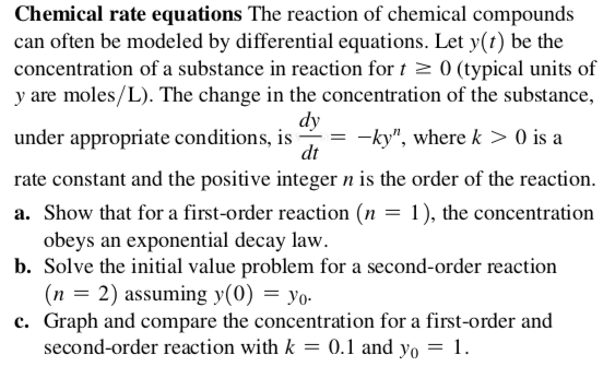 Solved Chemical rate equations The reaction of chemical | Chegg.com