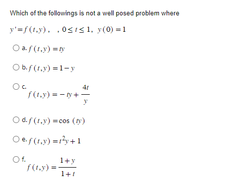Solved Which of the followings is not a well posed problem | Chegg.com