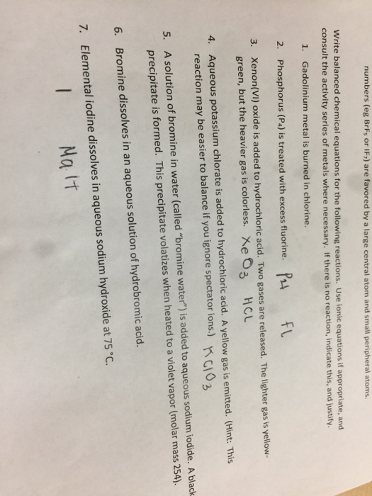 Solved numbers (eg BrFs or IF) are favored by a large | Chegg.com