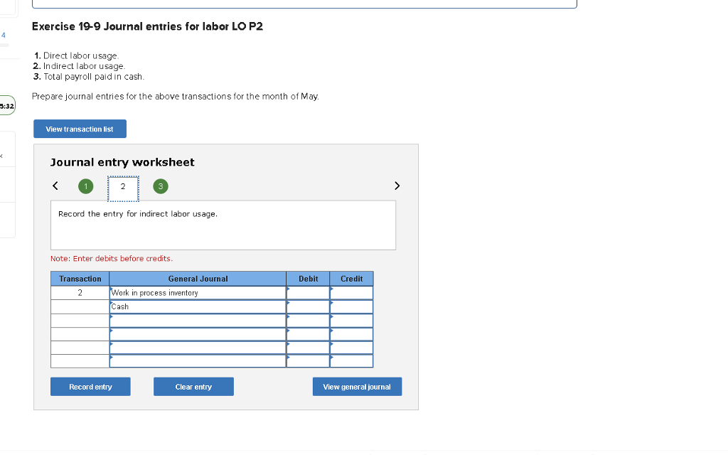 Solved Exercise 19-9 Journal entries for labor LO P2 1. | Chegg.com