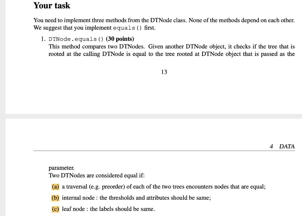Your task You need to implement three methods from | Chegg.com