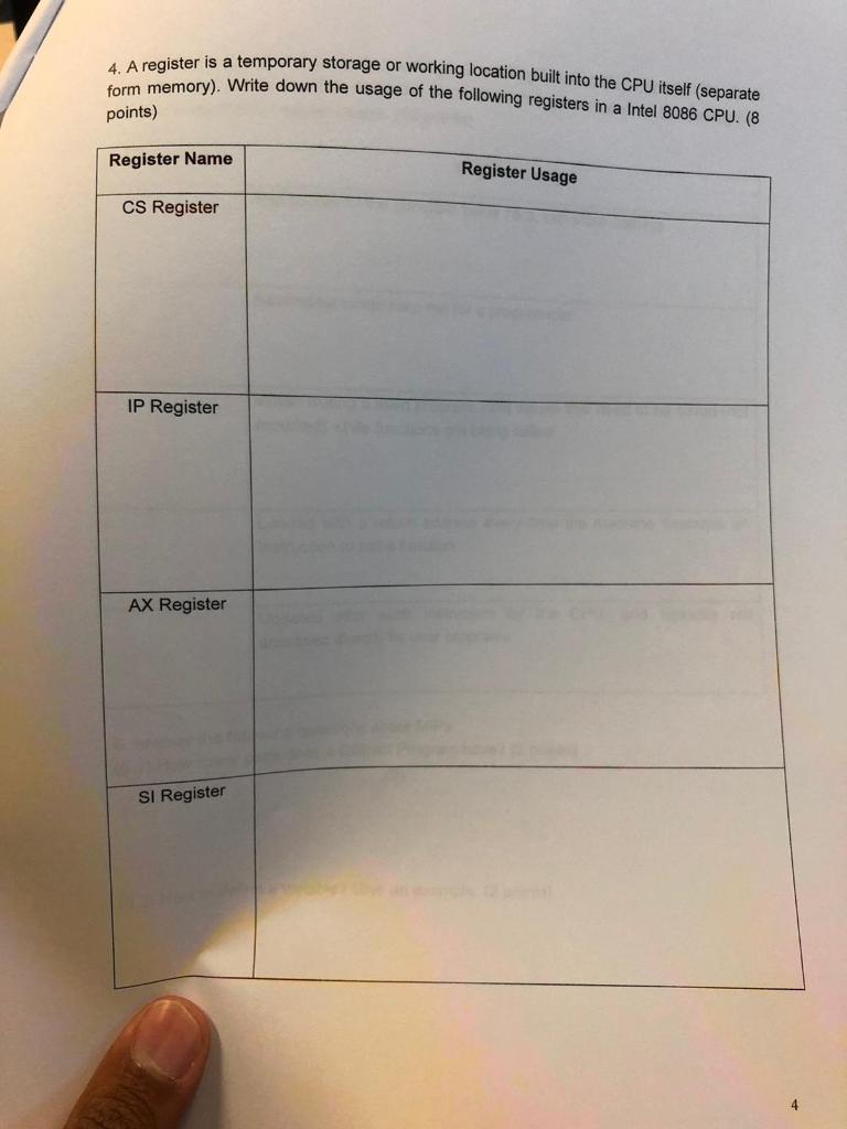 Solved 4. A register is a temporary storage or working | Chegg.com