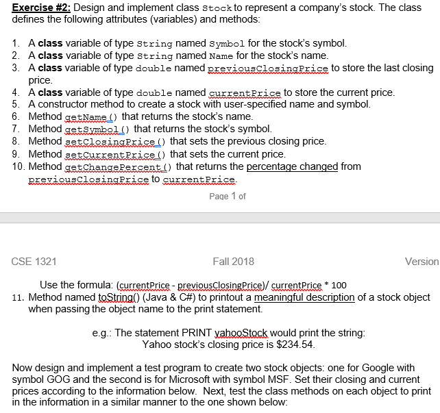 In C Please Exercise 2 Design And Implement Class 