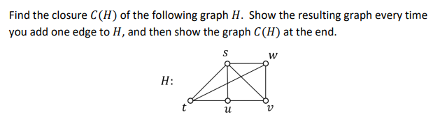 Solved Find the closure C(H) of the following graph H. Show | Chegg.com