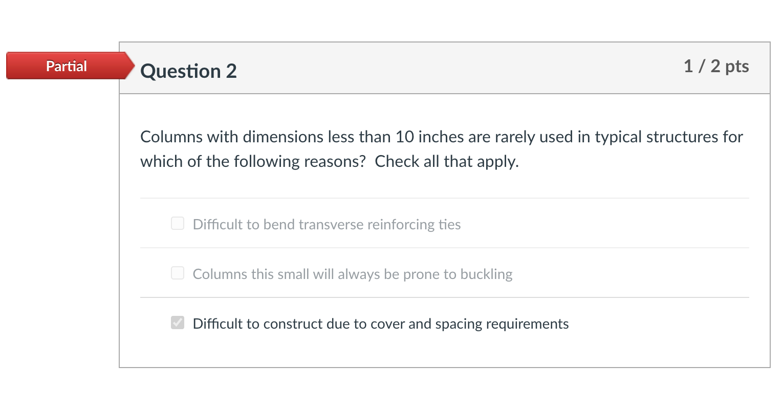 Solved Columns with dimensions less than 10 inches are | Chegg.com