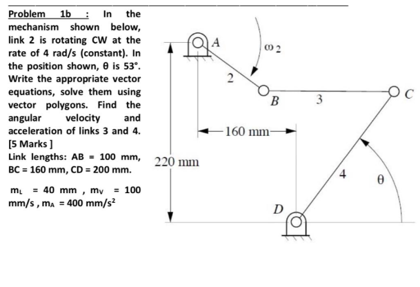 Problem 1b In the mechanism shown below link 2 is | Chegg.com