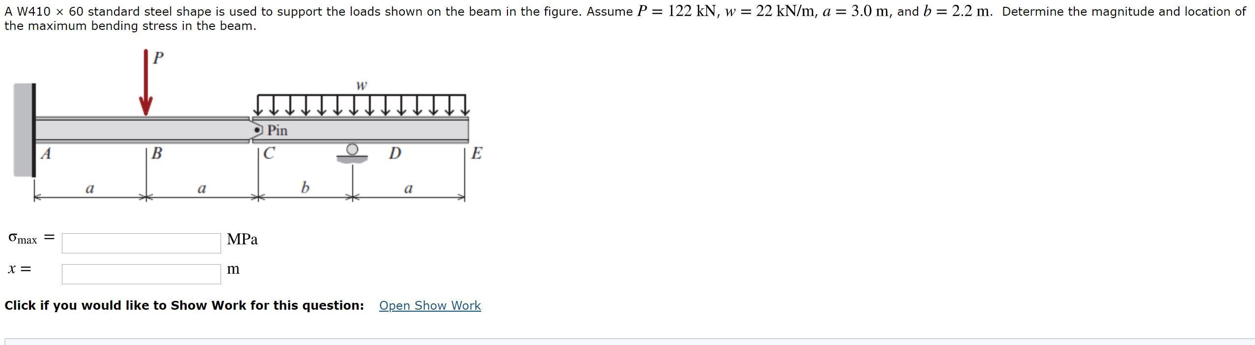 Solved A W410 60 standard steel shape is used to support the | Chegg.com