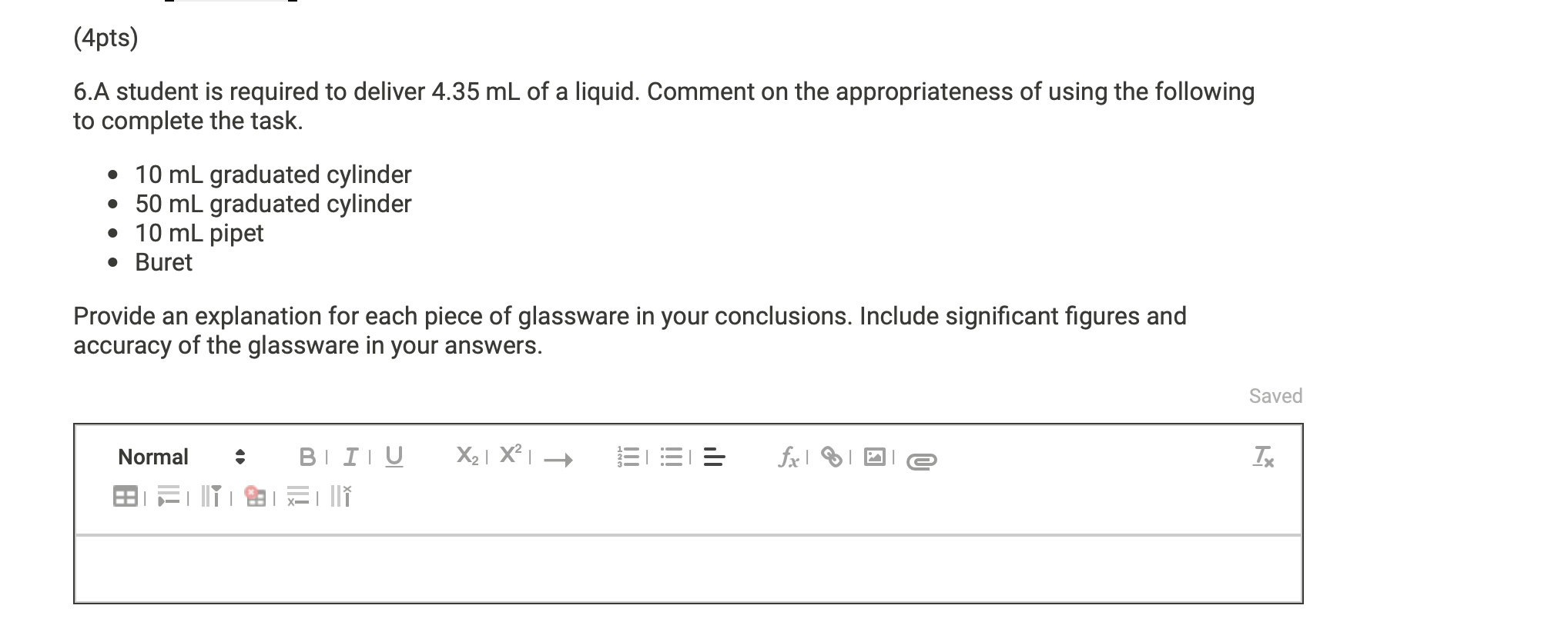 Solved (11pts) Part 5 Data Analysis - 10 ml Pipet (1pts) | Chegg.com