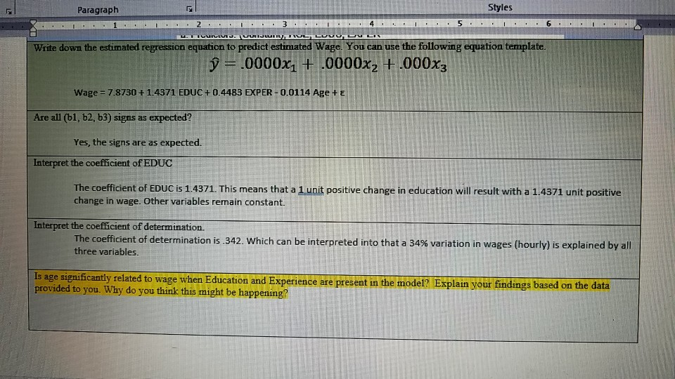 Solved Model Summary Adjusted R Square Std Error Of The