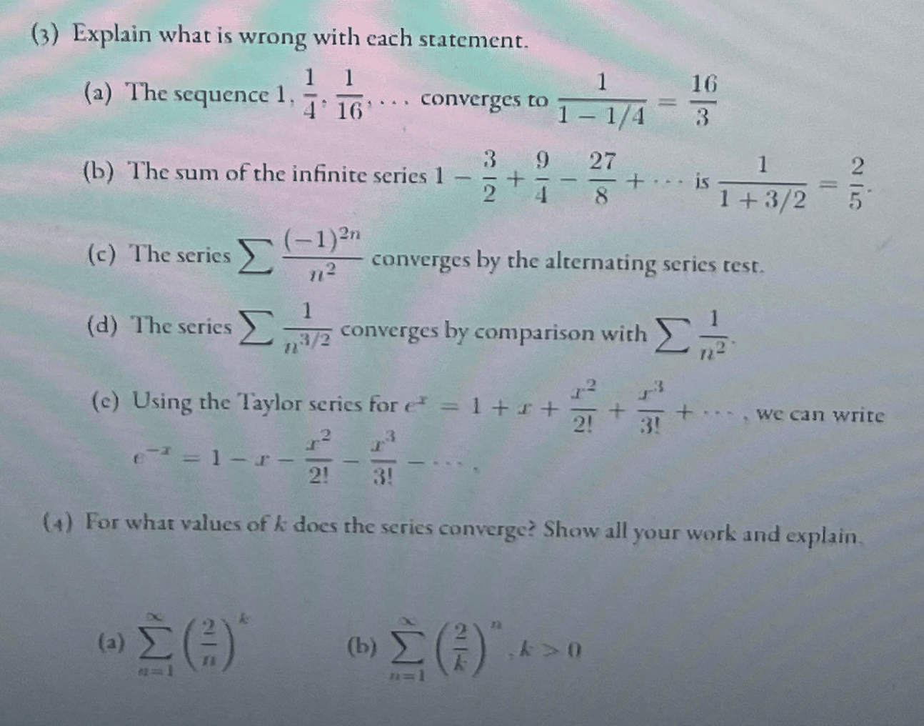 Solved (3) Explain what is wrong with each statement. (a) | Chegg.com