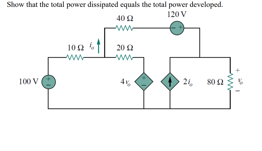Solved Show that the total power dissipated equals the total | Chegg.com