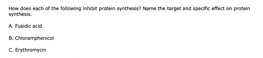Solved How does each of the following inhibit protein | Chegg.com