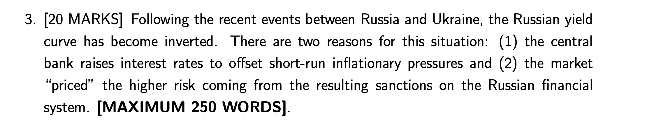 Solved 3. [20 MARKS] Following the recent events between | Chegg.com