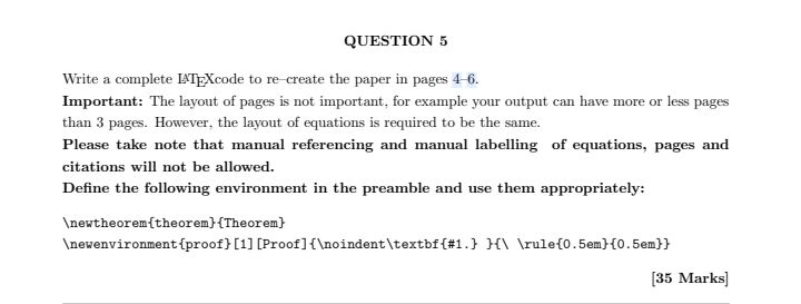 Solved QUESTION 5 Write a complete LTEX code to re-create | Chegg.com