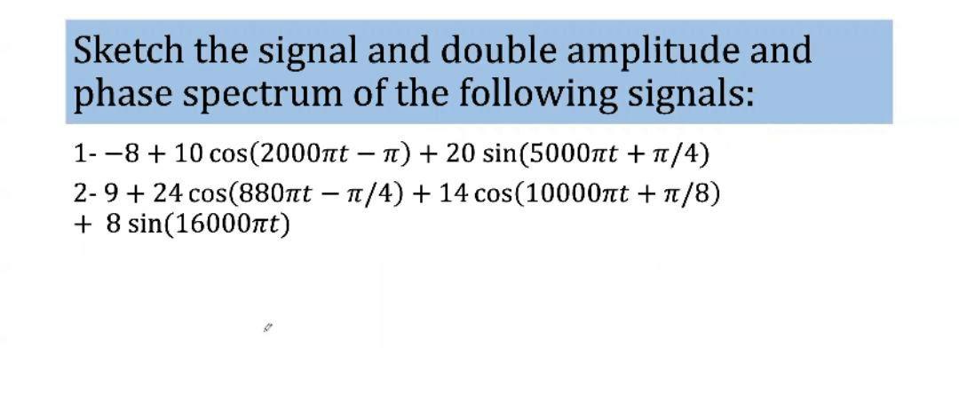 Solved Sketch the signal and double amplitude and phase | Chegg.com