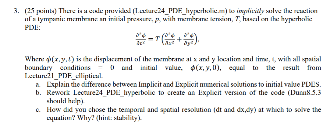 pls help Lecture24_PDE_hyperbolic code: clc;clear | Chegg.com
