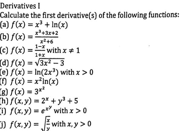 Solved 1-X 1+x Derivatives I Calculate the first | Chegg.com