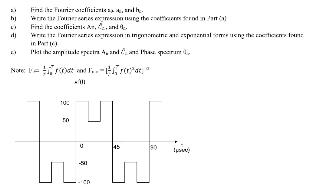 Solved a) Find the Fourier coefficients ao, an, and bn b) | Chegg.com