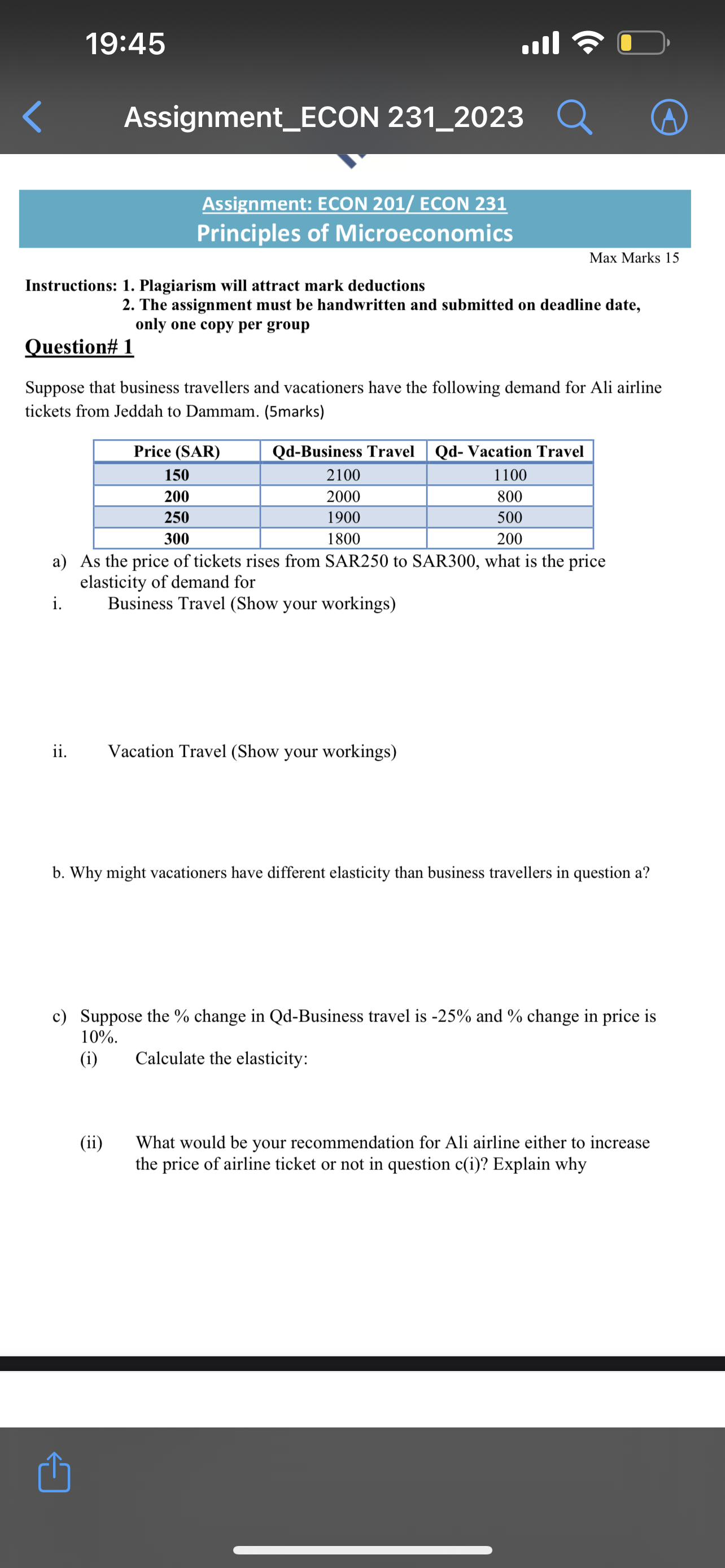 Solved The assignment must be handwritten and submitted on | Chegg.com