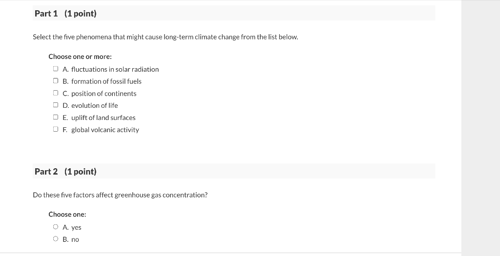 Solved Select the five phenomena that might cause long-term | Chegg.com