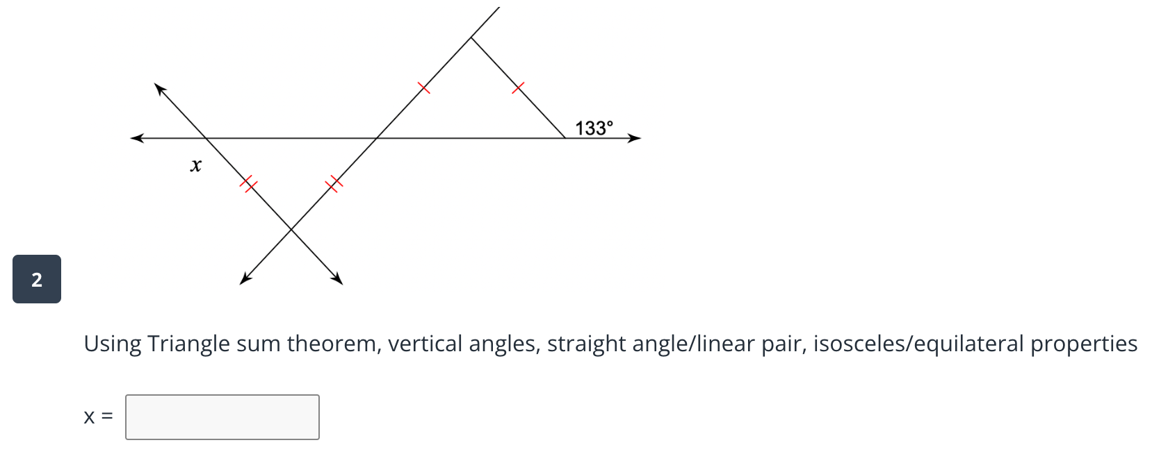 Solved 2Using Triangle sum theorem, vertical angles, | Chegg.com