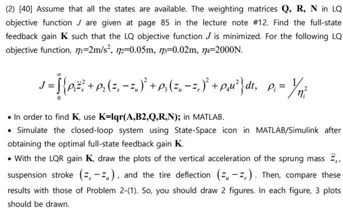2 For the following 1/4-car model, the equations of | Chegg.com