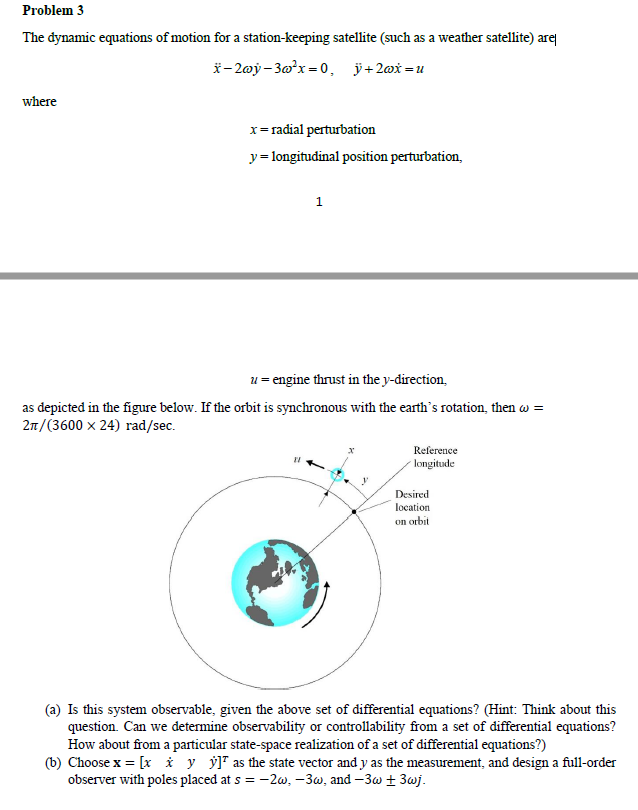 Solved Problem 3 The dynamic equations of motion for a | Chegg.com