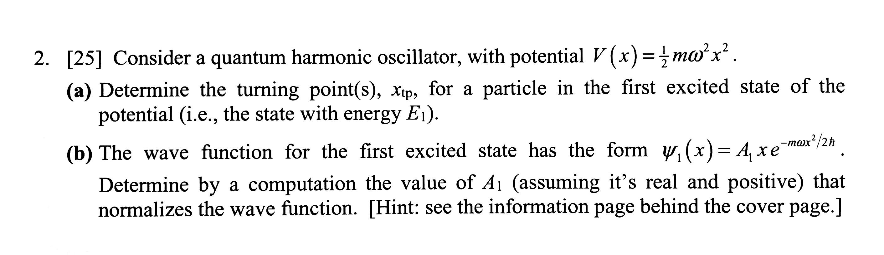 Solved Consider a quantum harmonic oscillator, with | Chegg.com