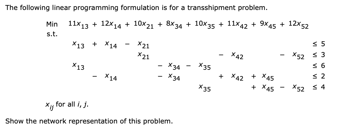 The Following Linear Programming Formulation Is For A 