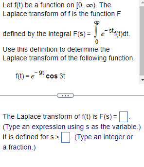 Solved Let f(t) be a function on [0,\\\\infty ). | Chegg.com