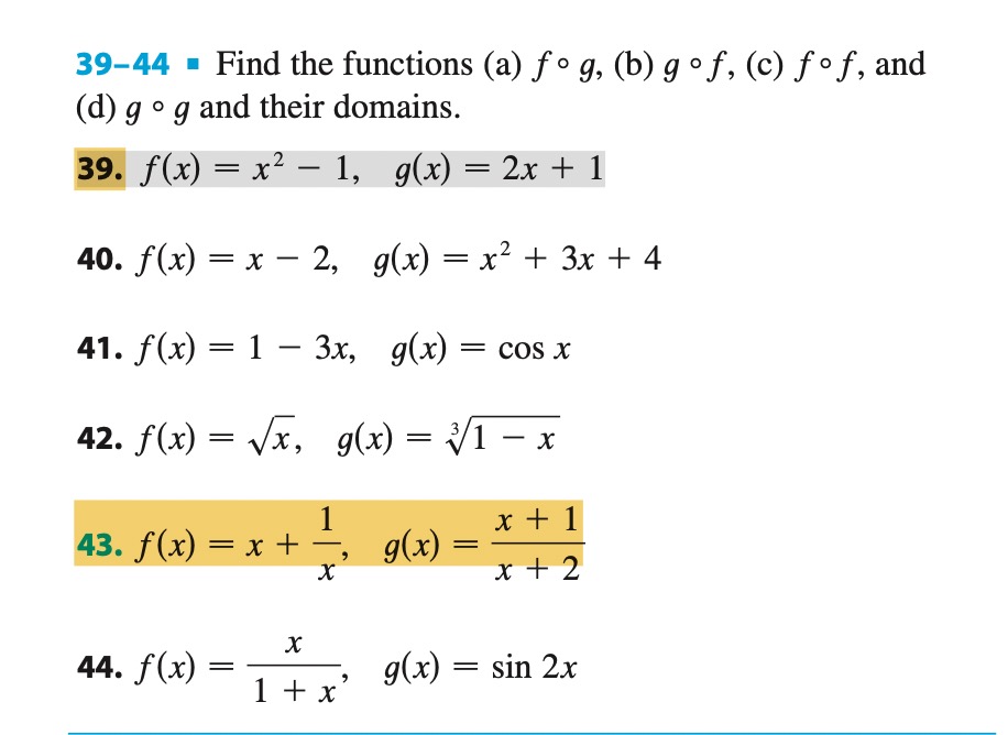 Solved 39-44 - Find the functions (a) f∘g, (b) g∘f, (c) f∘f, | Chegg.com