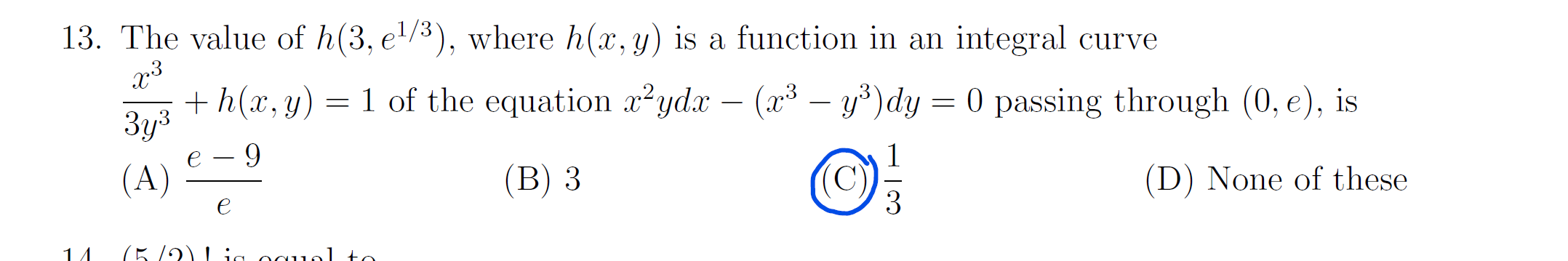 Solved The value of h(3,e13), ﻿where h(x,y) is ﻿a function | Chegg.com