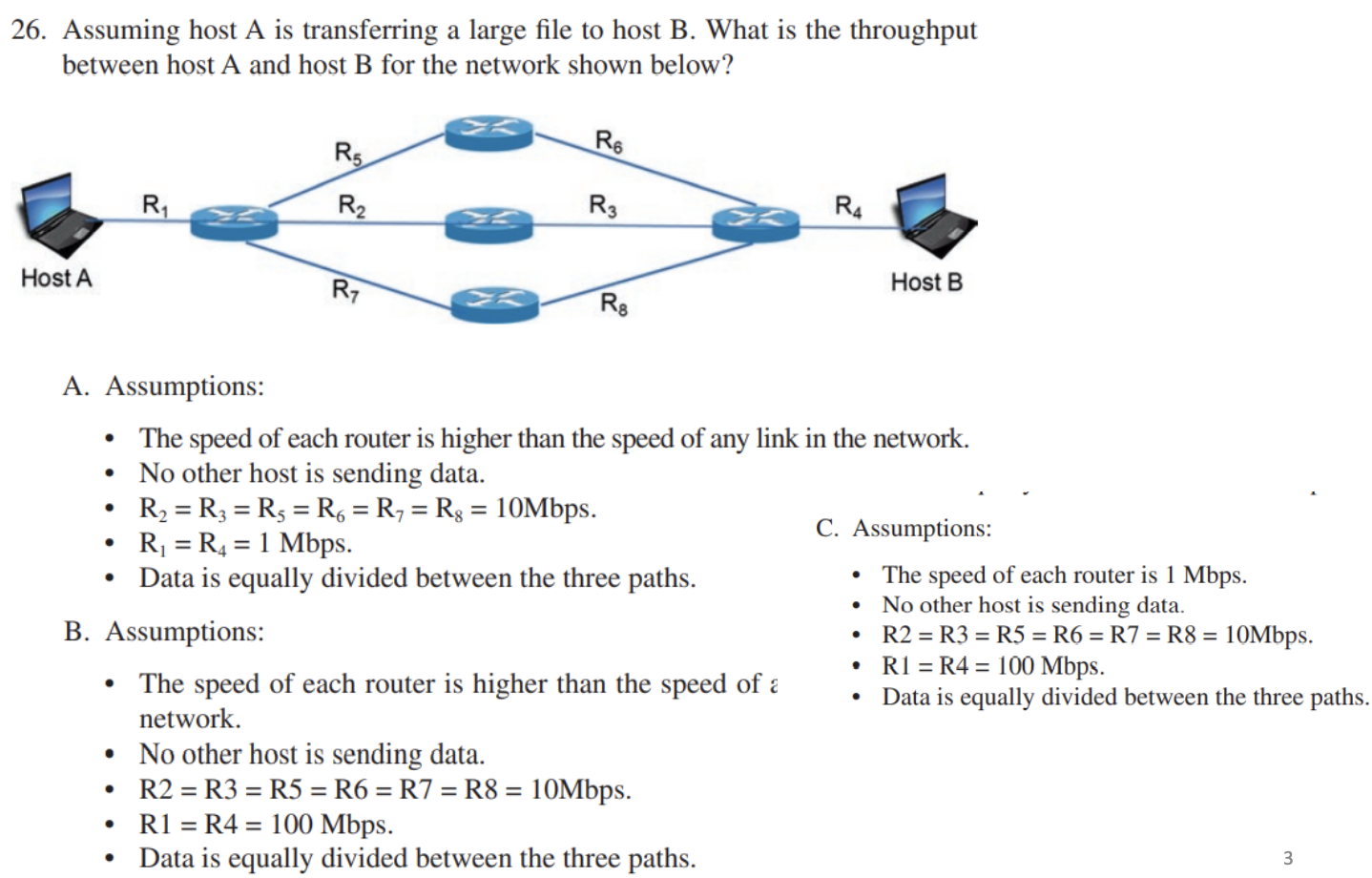 Solved Assuming host A is transferring a large file to host | Chegg.com