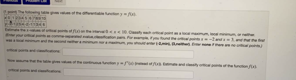 Solved VIOUS Problem Ust Next 45678910 (1 point) The | Chegg.com