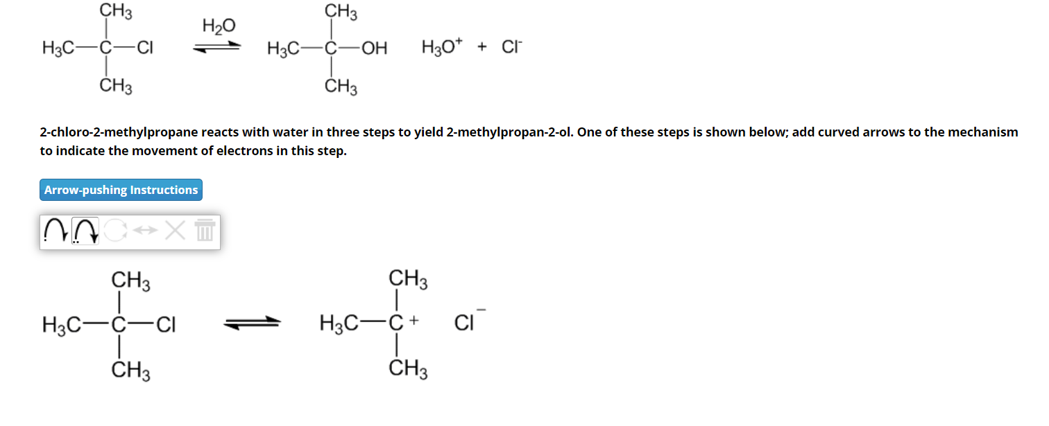Solved 2-chloro-2-methylpropane reacts with water in three | Chegg.com