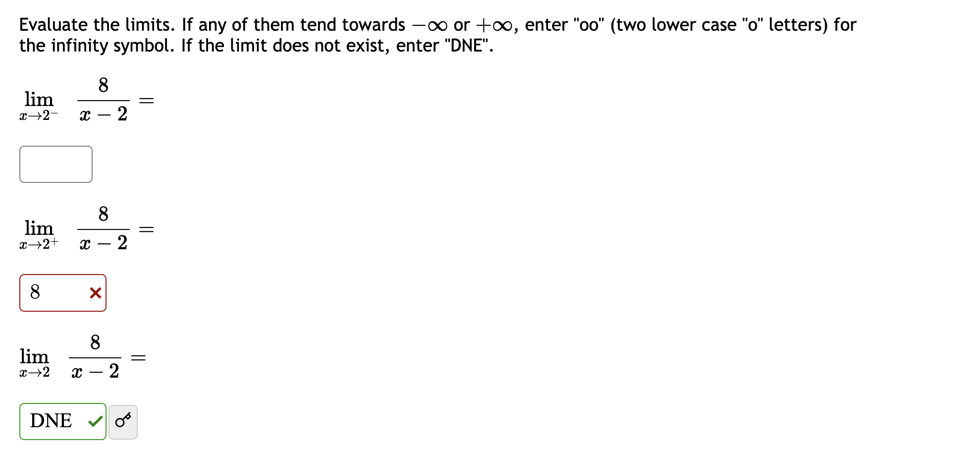 Solved Evaluate the limits. If any of them tend towards −∞ | Chegg.com