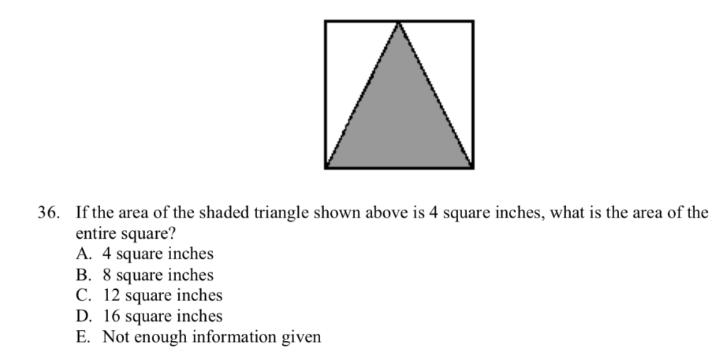 Solved 36. If the area of the shaded triangle shown above is | Chegg.com