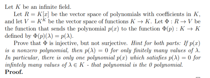 Solved Let K be an infinite field. Let R= K[x] be the vector | Chegg.com