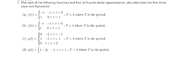 Solved 1. Plot each of the following functions and find its | Chegg.com